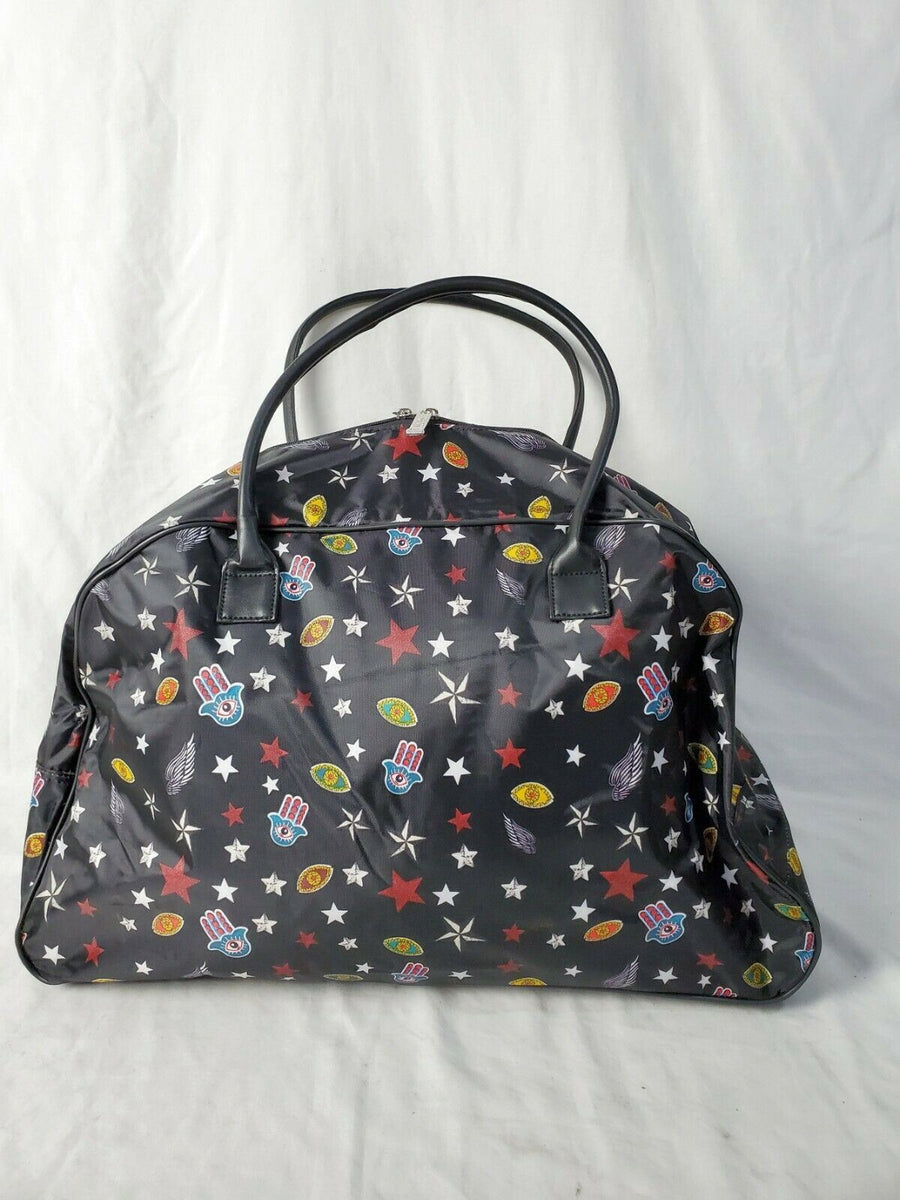 New Nicole Miller Wheeled Weekender Duffel 22" carry on Bag Black Prin ...