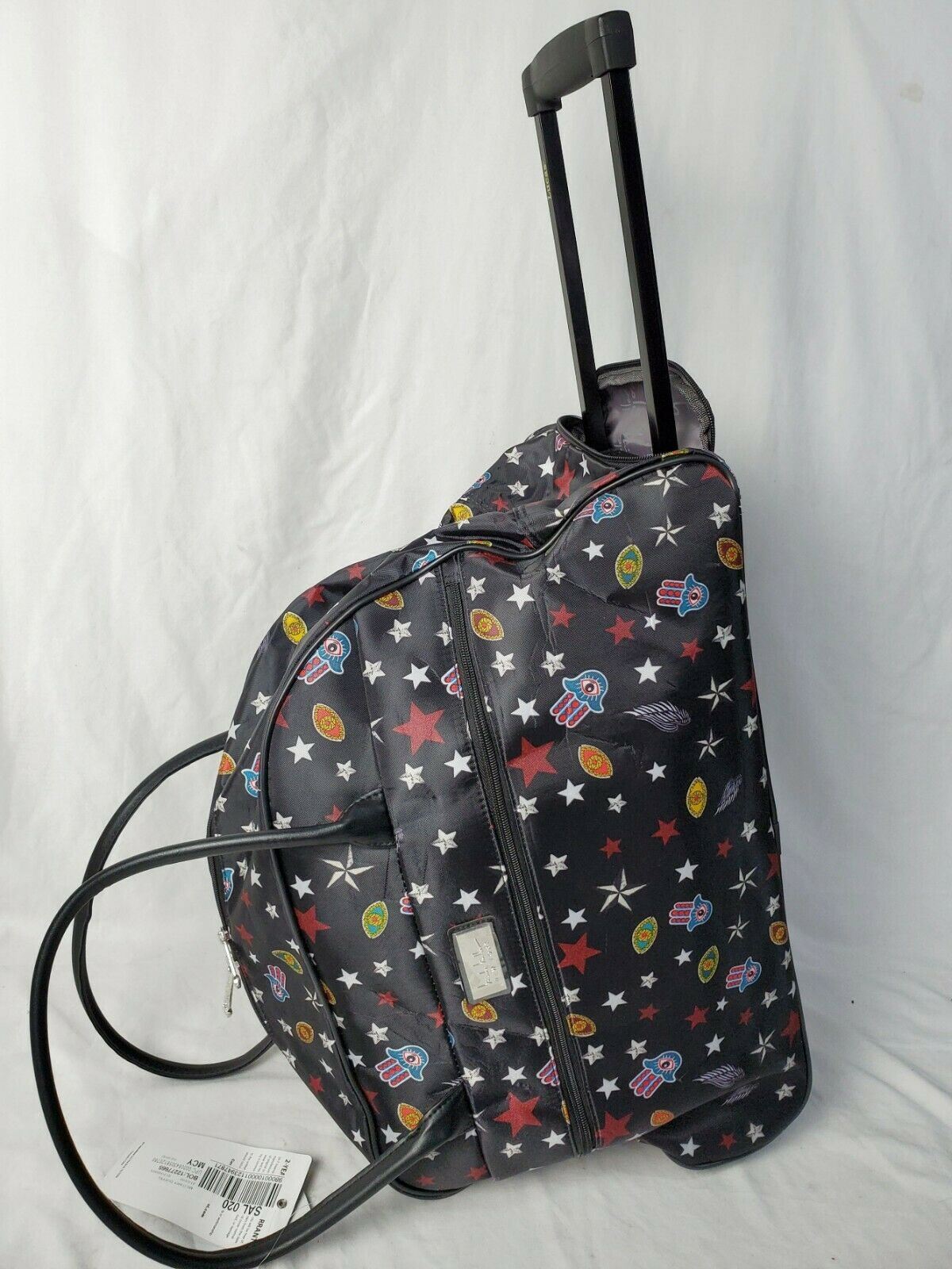New Nicole Miller Wheeled Weekender Duffel 22" carry on Bag Black Prin ...