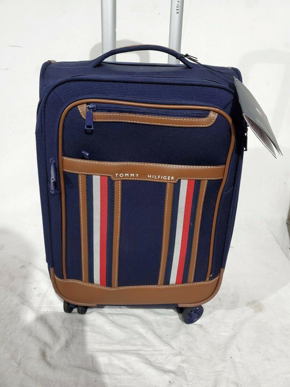 New Tommy Hilfiger Hartford 21" Carry On Luggage Suitcase Blue Spinner ...