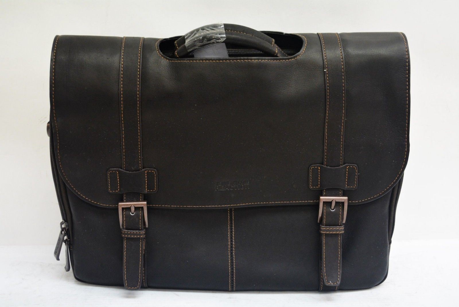 $460 Kenneth Cole Reaction Colombian Leather Dowel Rod Laptop Bag Doub ...