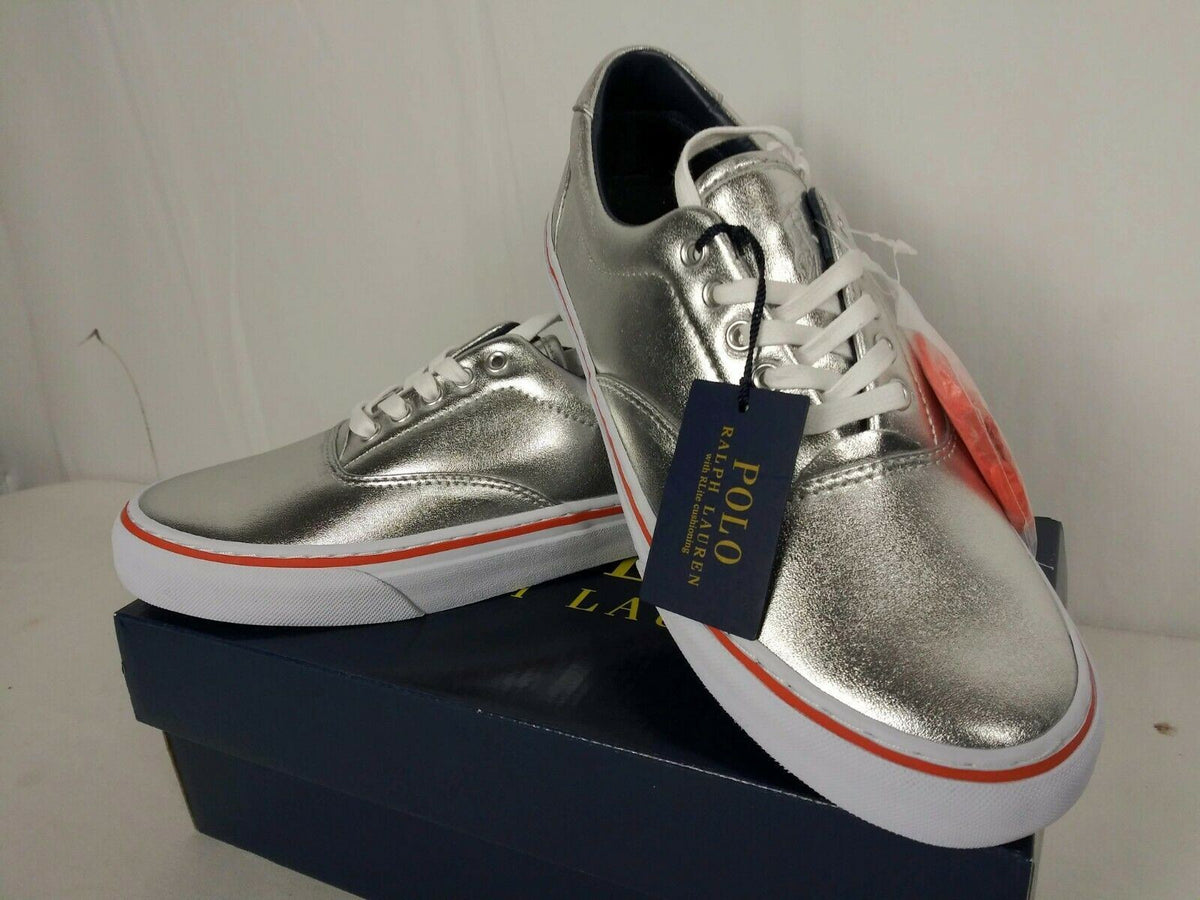 New Polo Ralph Lauren Men's Sneakers Metallic THORTON III Silver Shoes ...