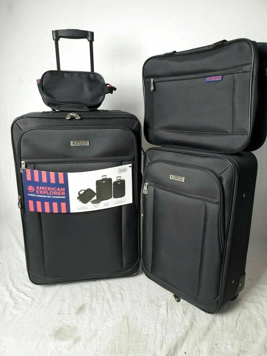 NWT American Explorer Hudson 4-Piece Soft-side Luggage Set Black Trave ...