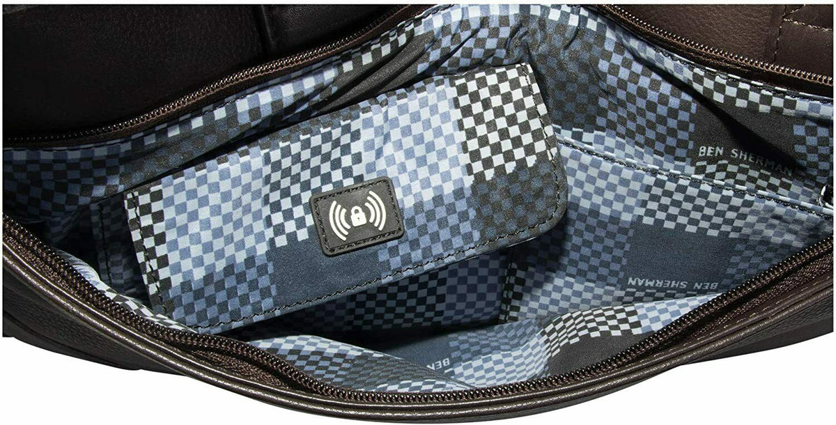 New Ben Sherman Top Zip Laptop Portfolio Brown Laptop Bag Brown– evorr.com